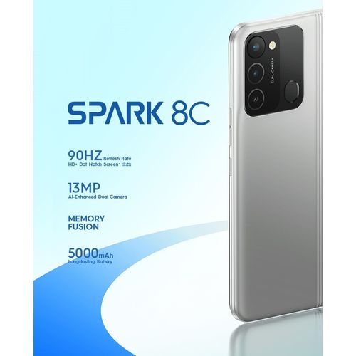 Tecno Spark 8C (KG5j) 6.6" HD+, 2GB RAM + 64GB ROM, 13MP, 5000mAh ...